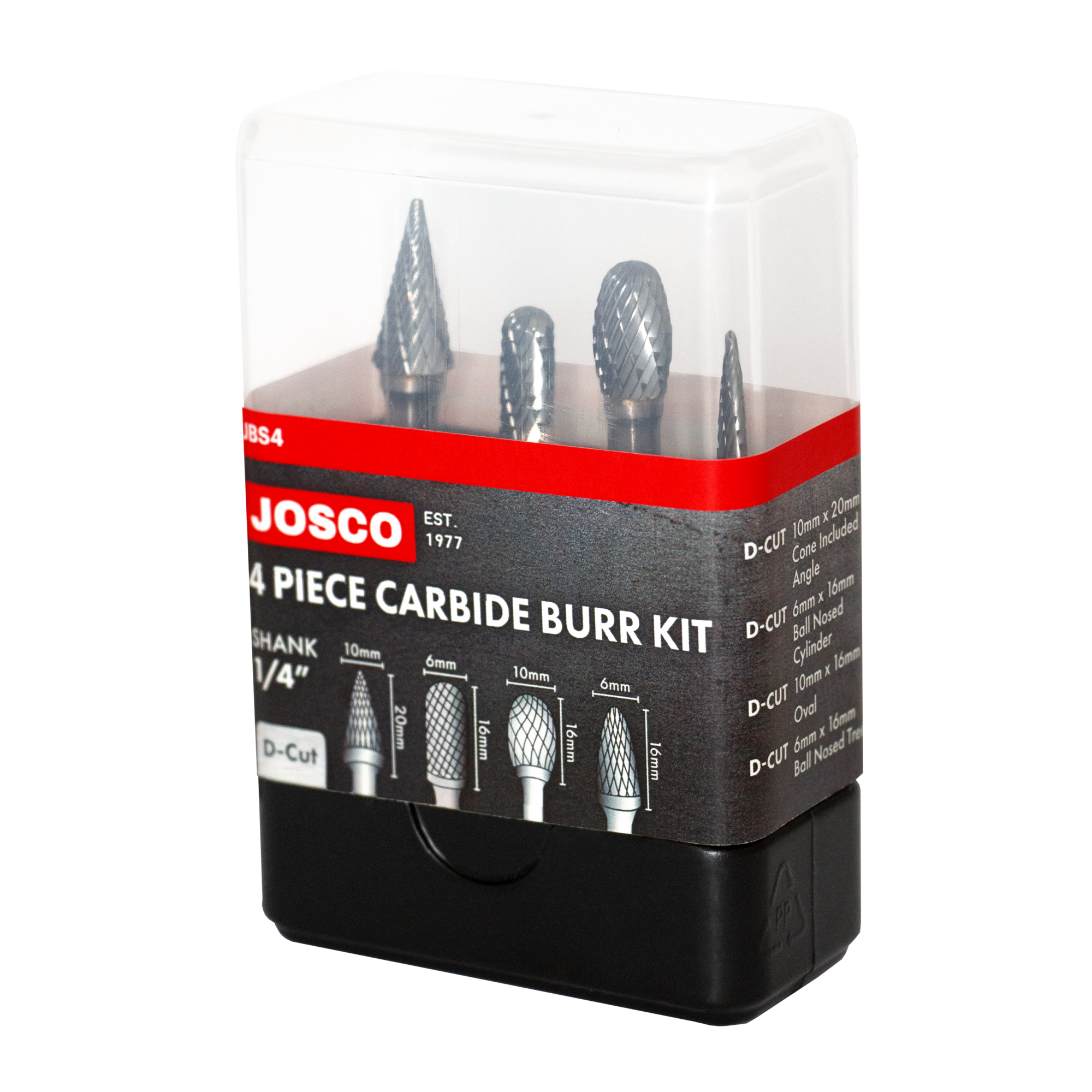 Josco 4 Piece Carbide Burr Starter Kit - Josco Australia