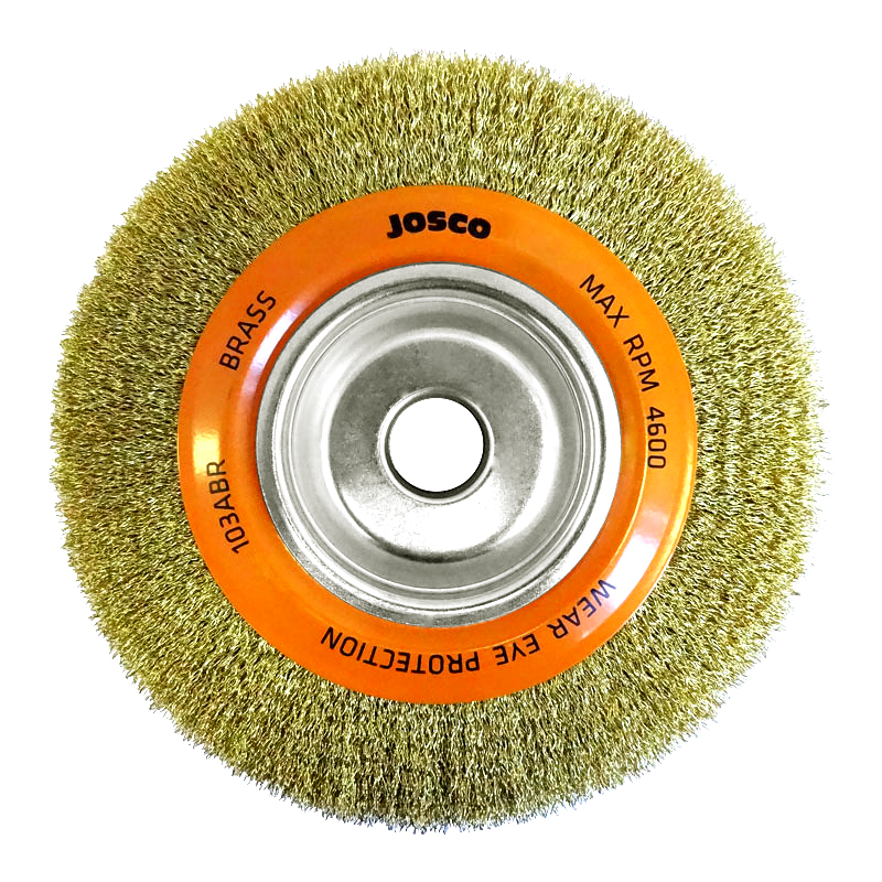 Josco 200mm x 28mm Multi-Bore Crimped Brass Wheel Brush - Josco Australia